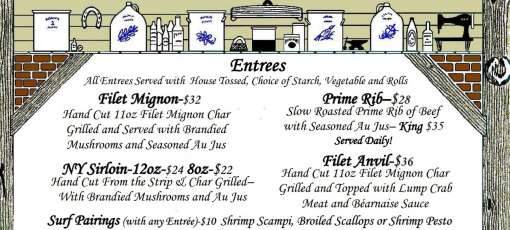 Menu for Anvil Inn Restaurant in Fort Edward, NY | Sirved
