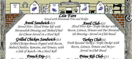 Menu for Anvil Inn Restaurant in Fort Edward, NY | Sirved