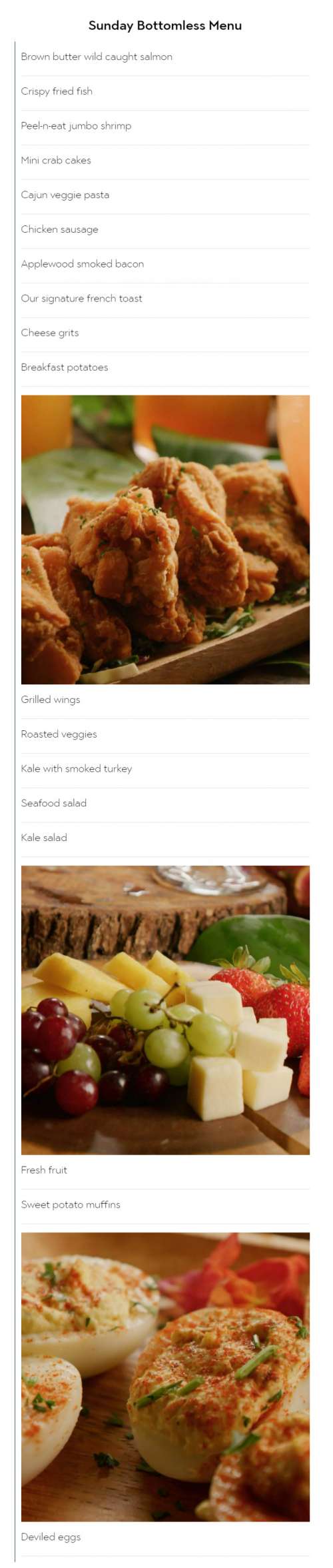 Garden Parc Brunch & Events menu in Atlanta, Georgia, USA