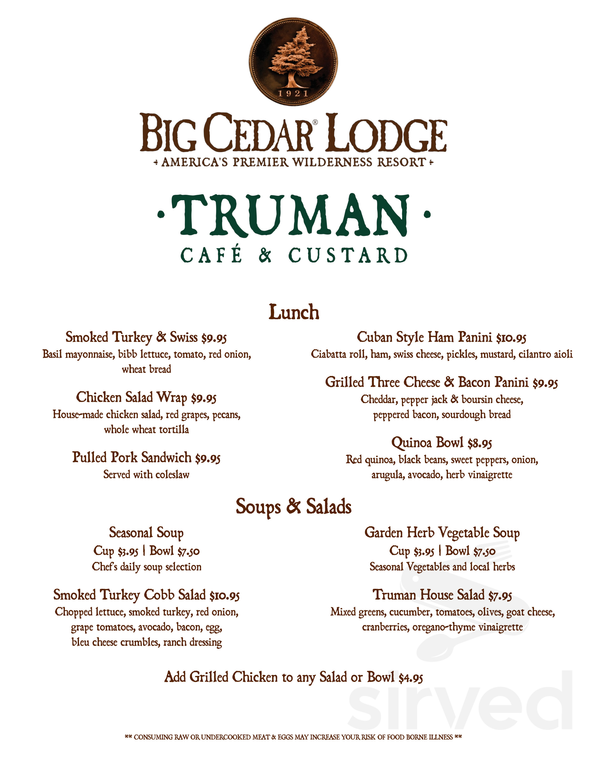 Truman Café & Custard menus in Ridgedale, Missouri, United States