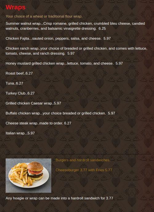 Steve & Irene's menu in Mayfield, Pennsylvania, USA
