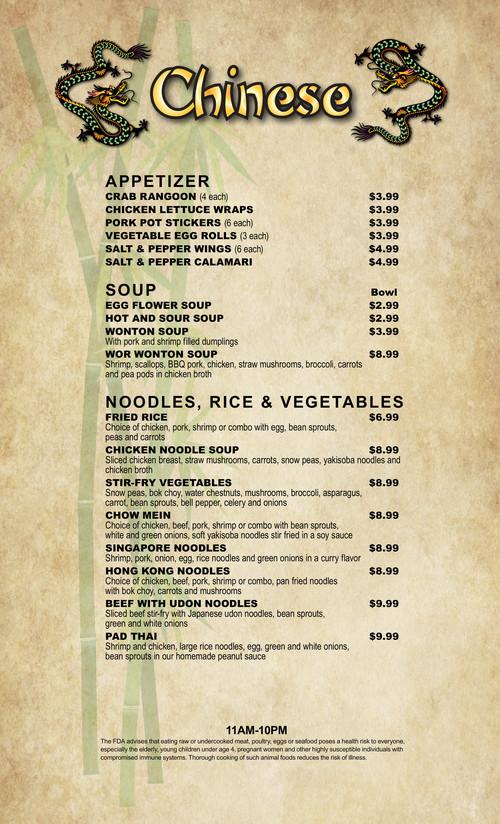Virgin River Cafe menu in Mesquite, Nevada, USA