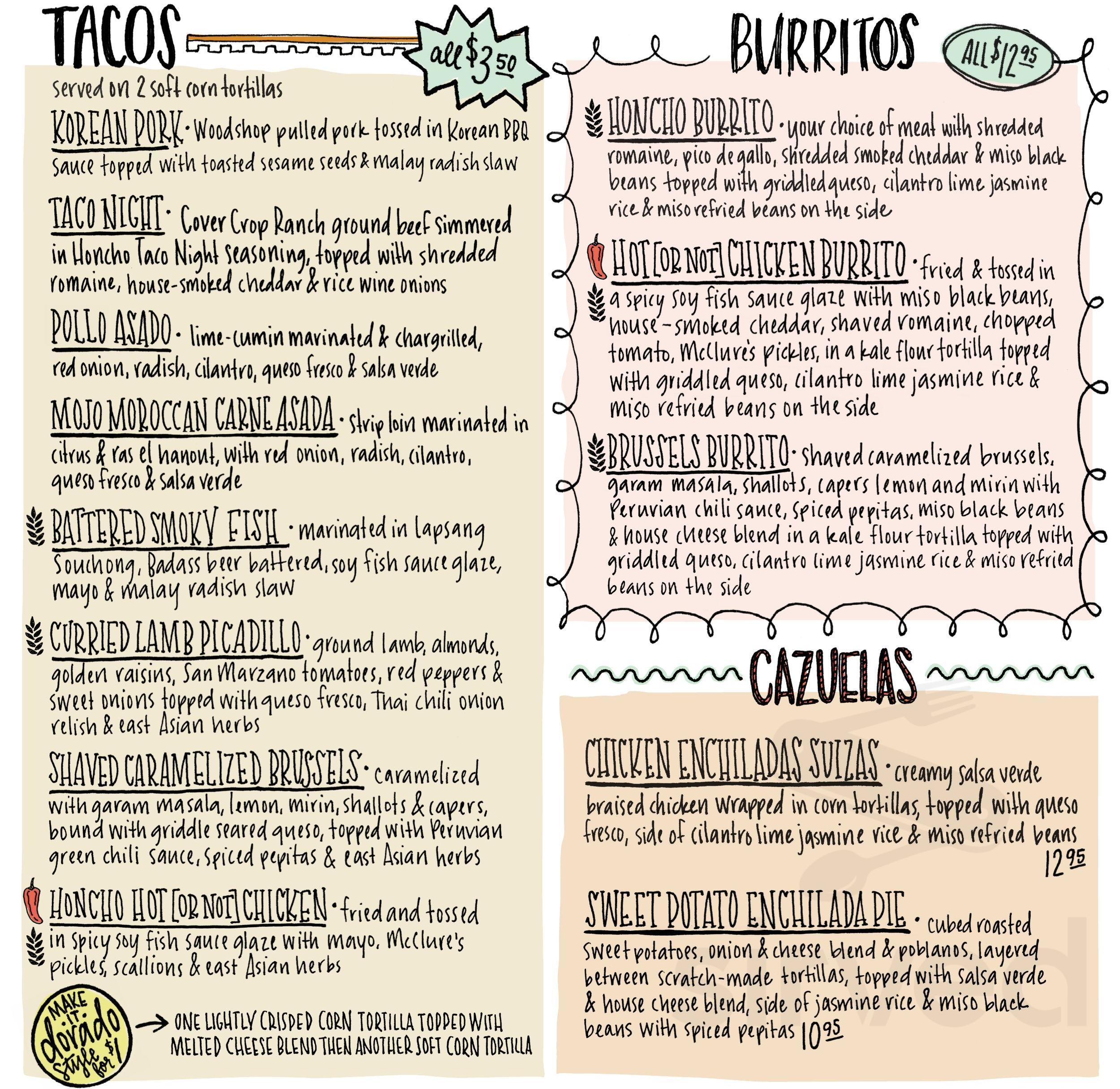 Menu - City of the Village of Clarkston MI's Honcho Latin Street Food ...