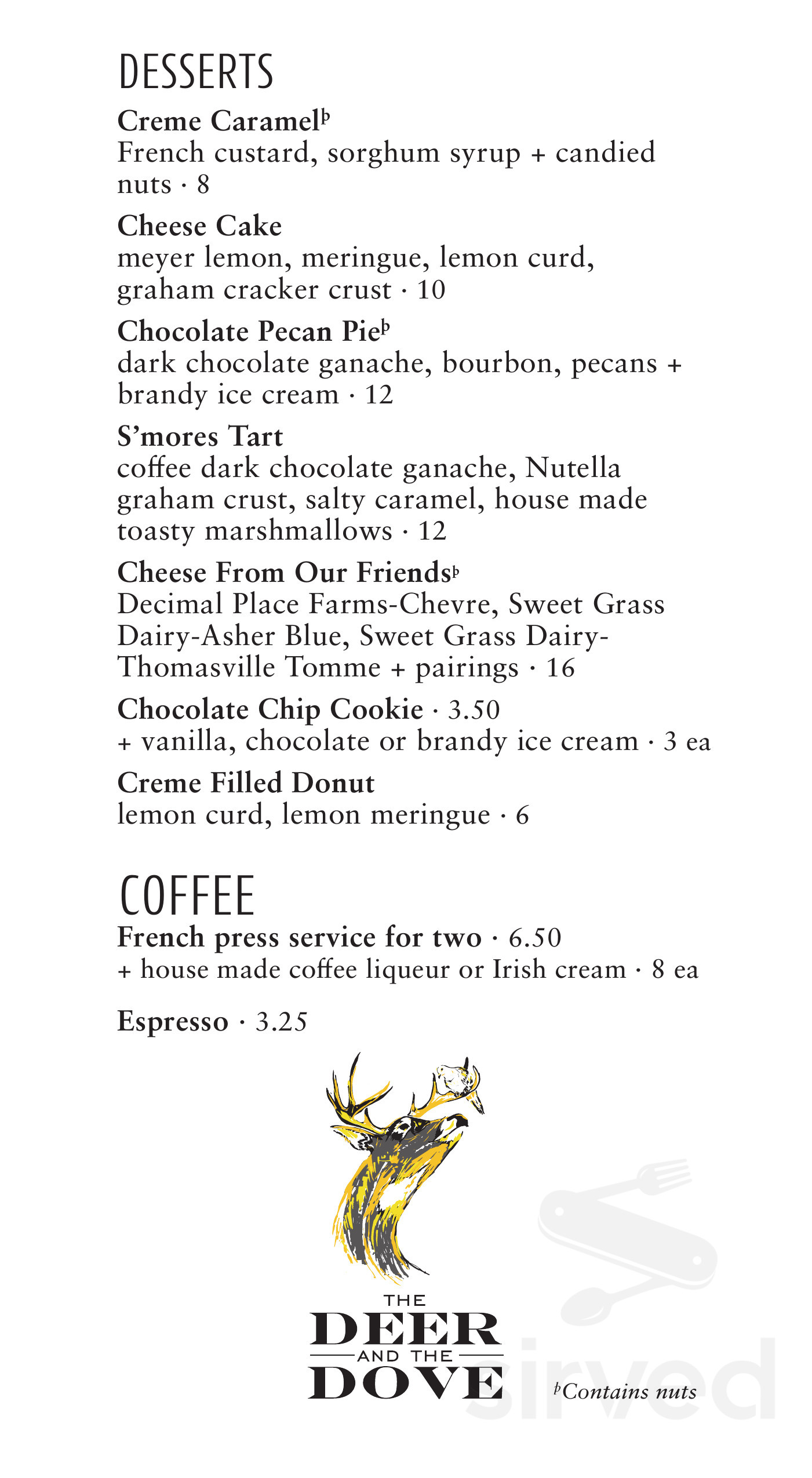 The Deer and The Dove menu in Decatur, Georgia, USA