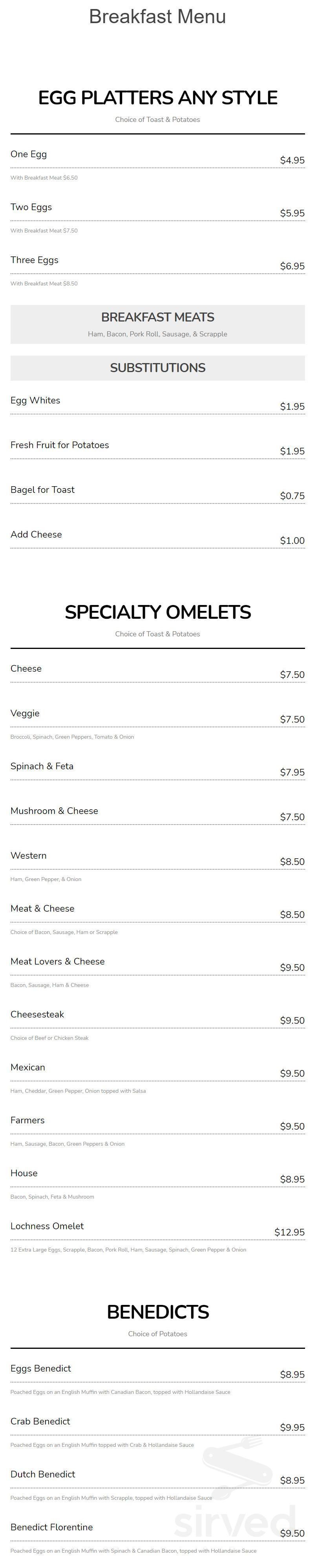 Lakeview Cafe menus in Royersford, Pennsylvania, United States