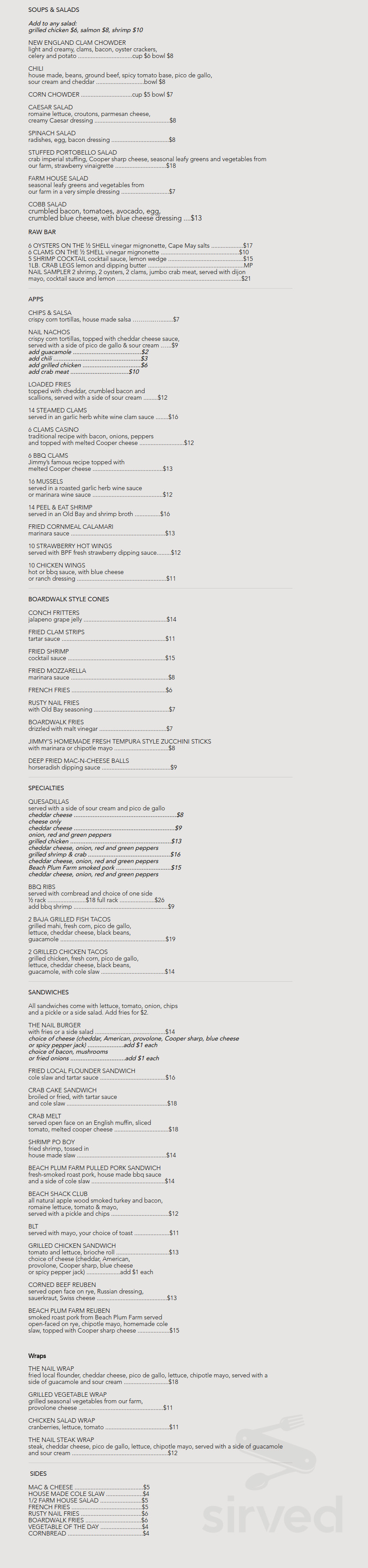 Rusty Nail menus in Cape May, New Jersey, United States