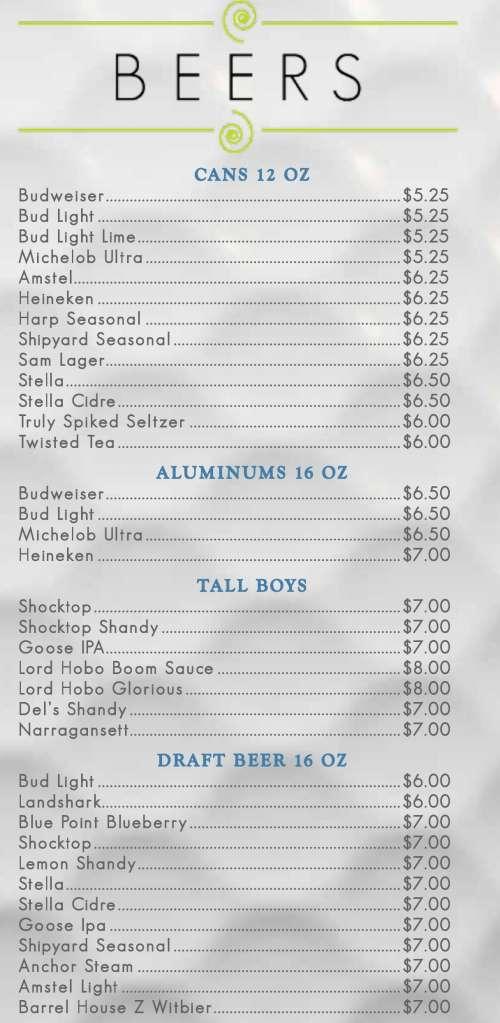 Granite Links menu in Quincy, Massachusetts, USA