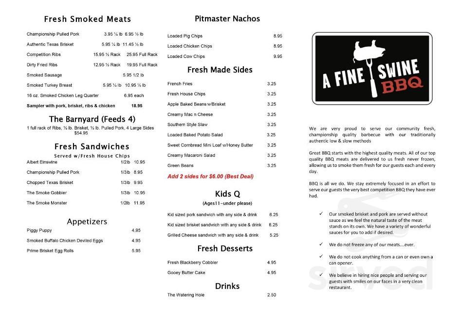 A Fine Swine BBQ menus in Swansea, Illinois, United States