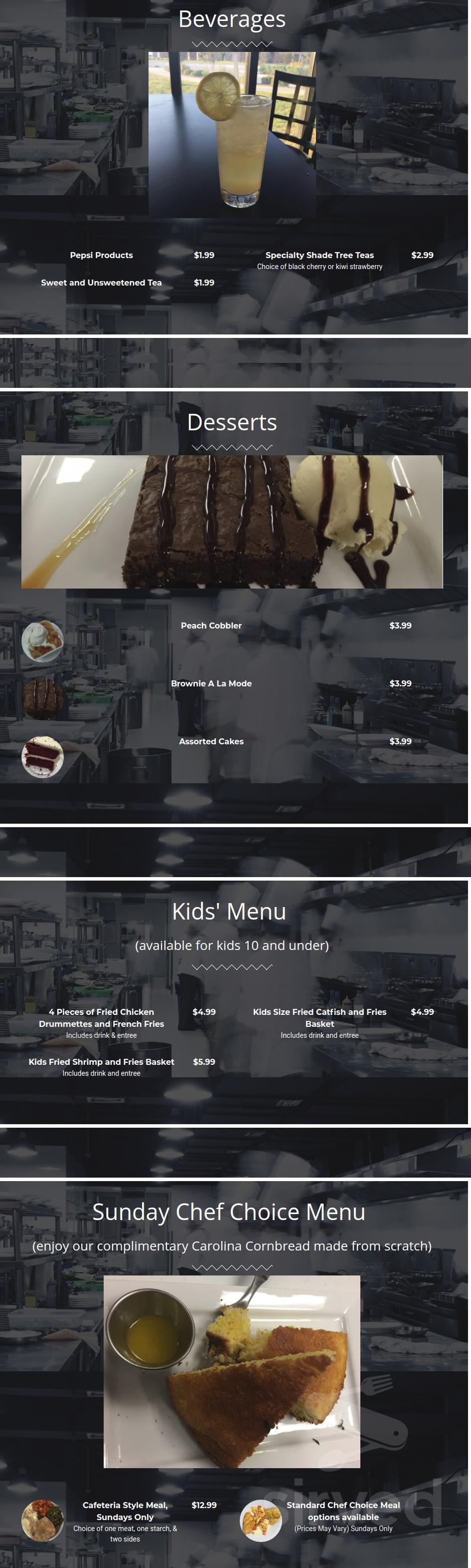 Geechie's Southern Style Restaurant menus in Killeen, Texas, United States