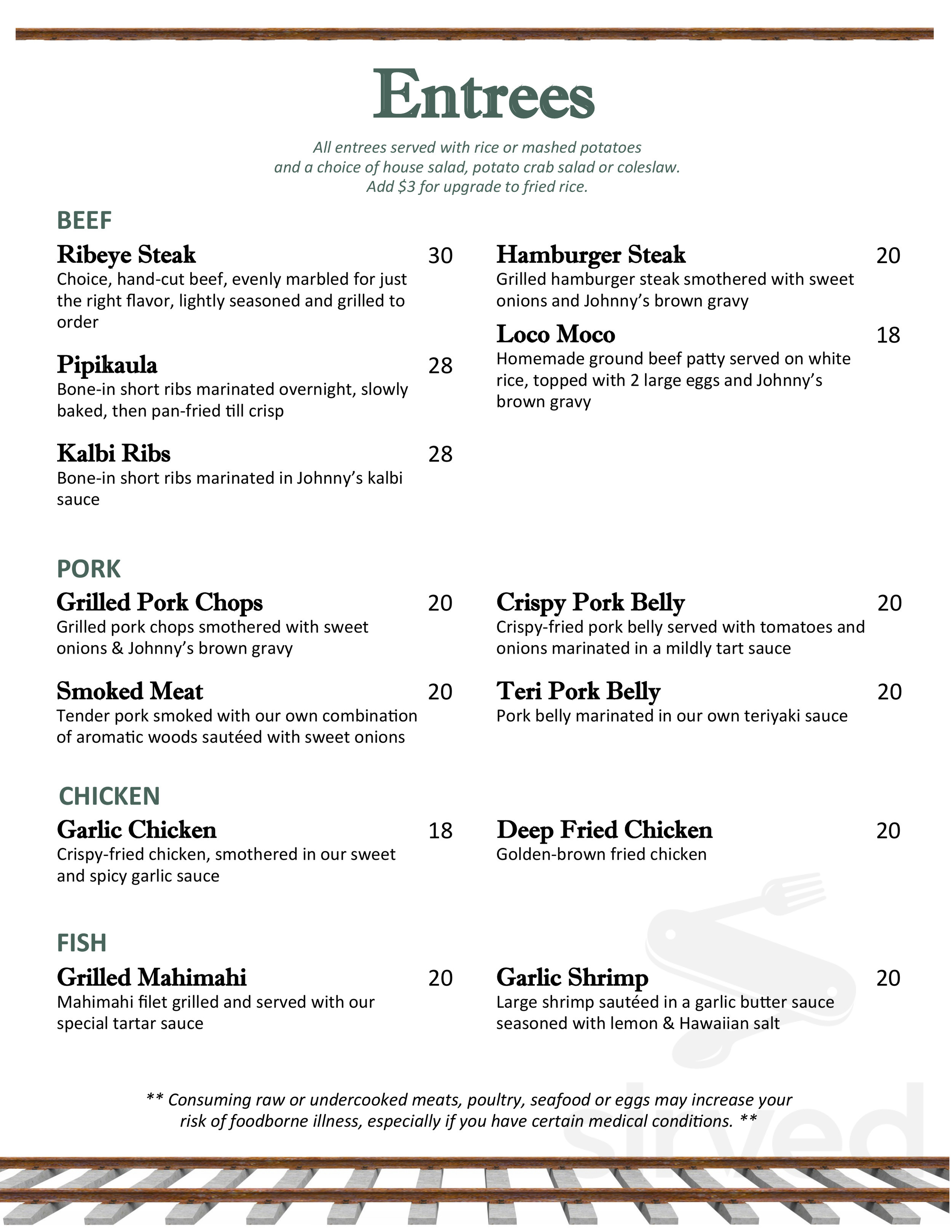 West Side Bar & Grill menu in Kapolei, Hawaii, USA