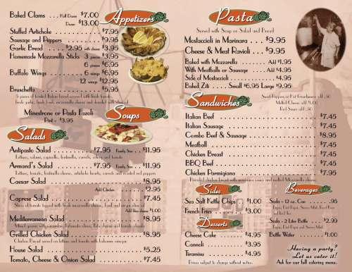 Armand's Pizzeria menu in Chicago, Illinois, USA