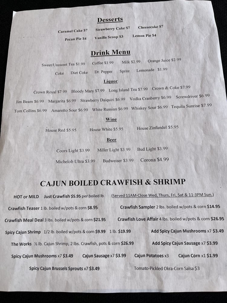 Menu - Grenada MS's 333 Restaurant | Sirved