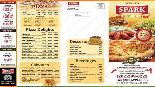Spark Pizza DC menu in Washington, Washington D.C, USA
