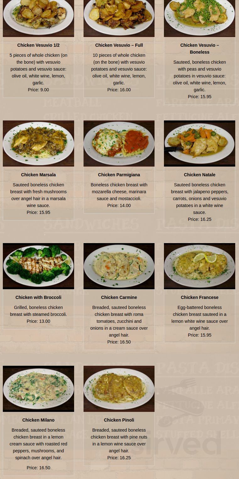 Gatto's Italian Restaurant & Bar menu in Tinley Park, Illinois, USA