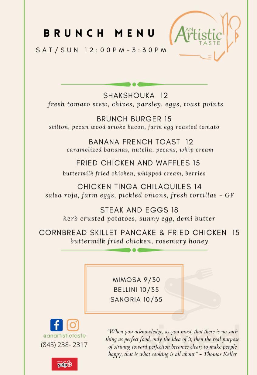 An Artistic Taste menu in Harriman, New York, USA