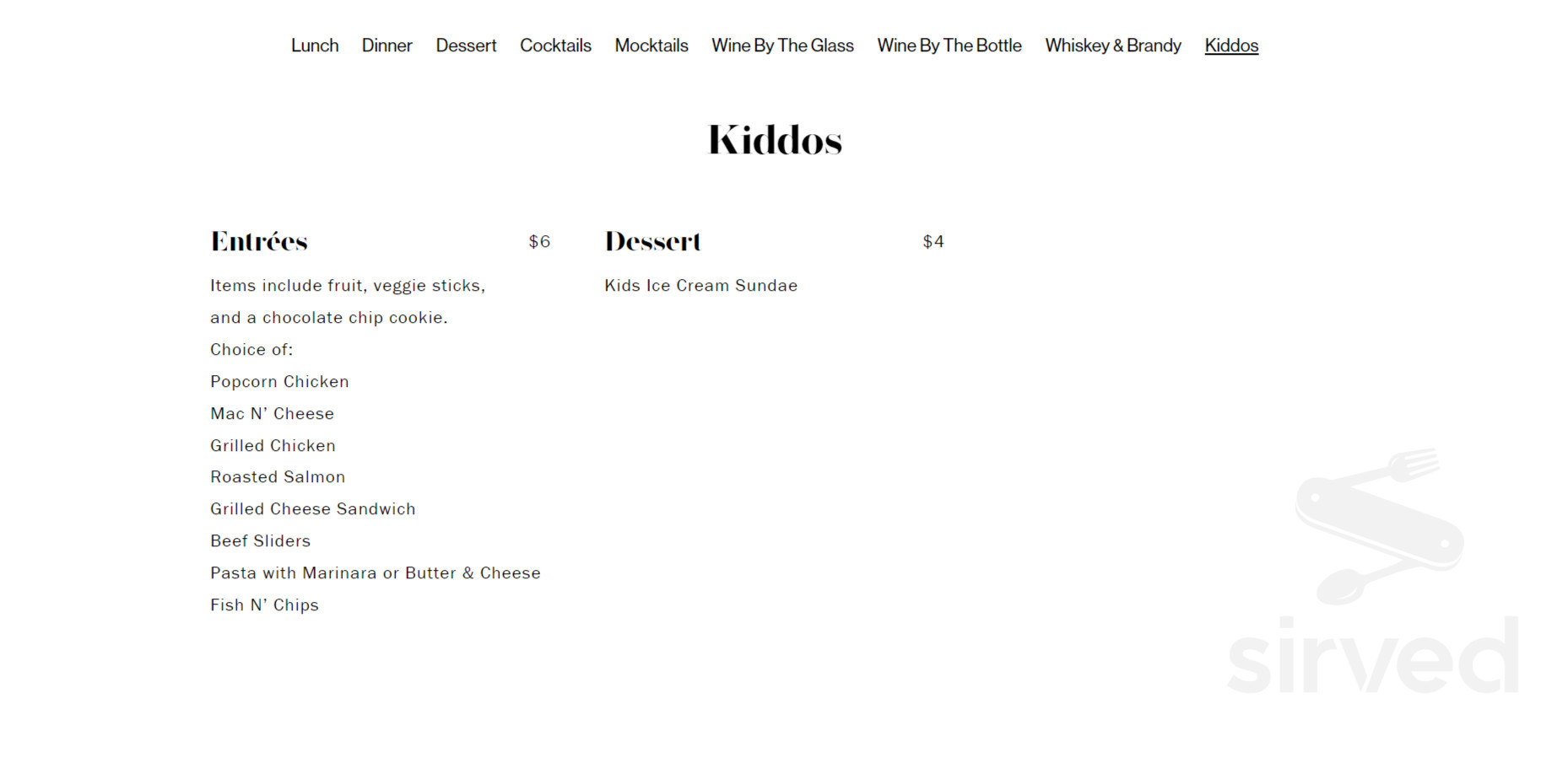 The Charles menu in Wethersfield, Connecticut, USA