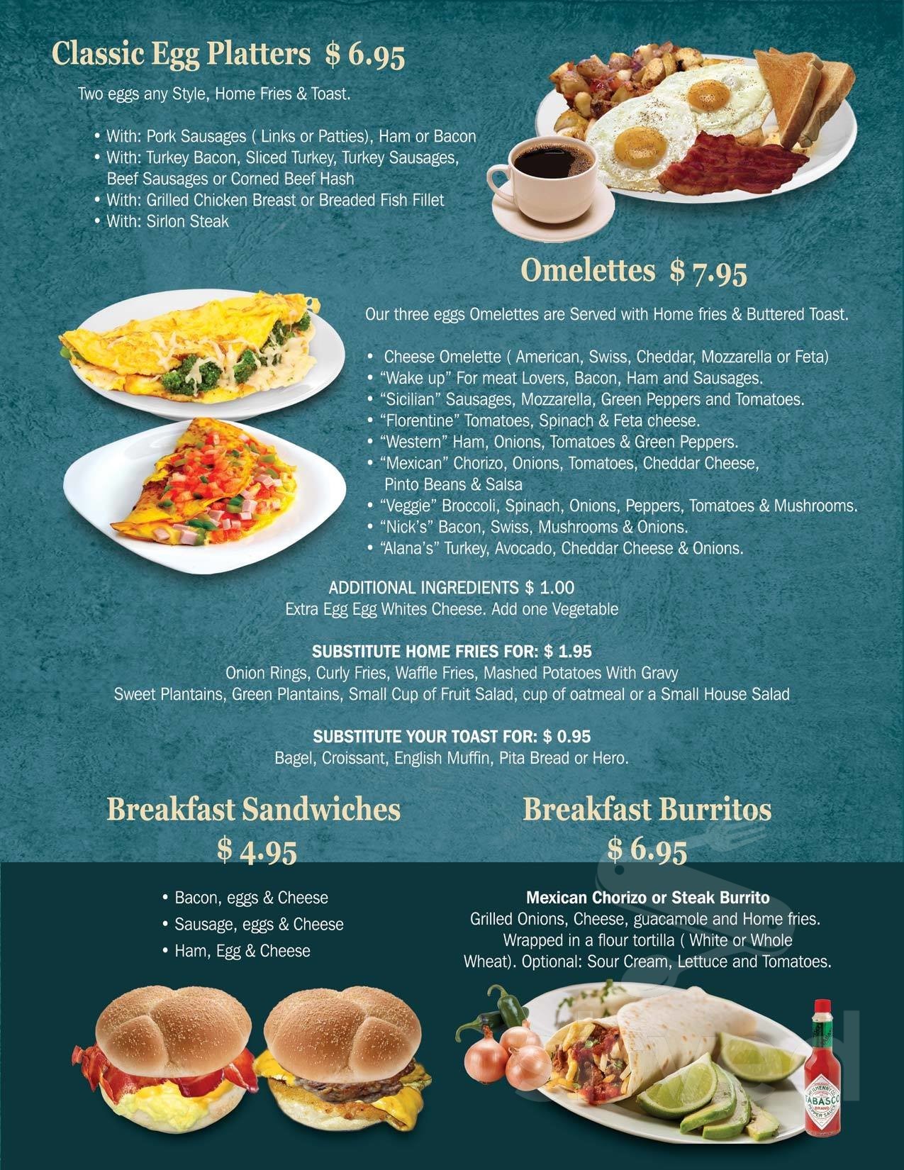 New York Diner menu in Queens, New York, USA