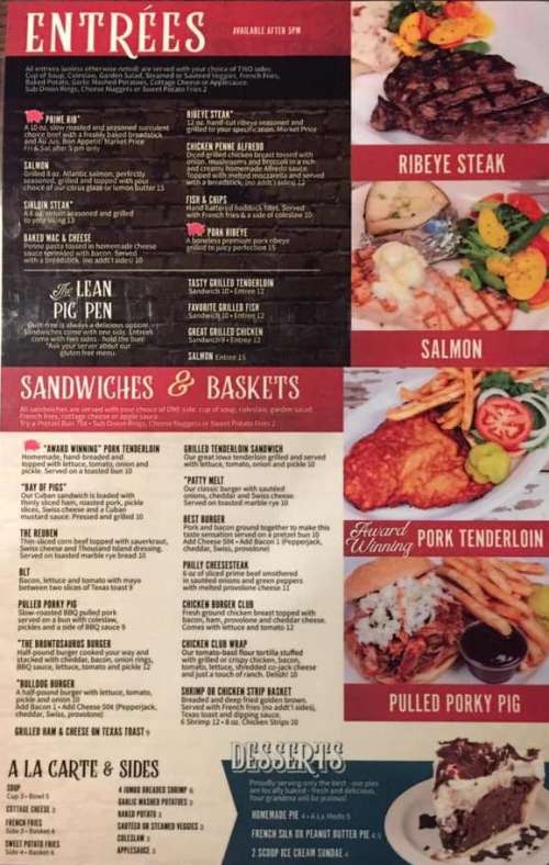 Lucky Pig Pub & Grill menu in Ogden, Iowa, USA