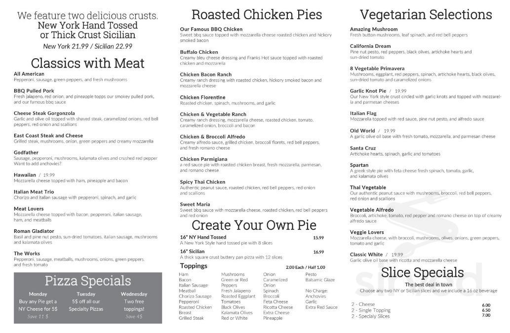 Menu for Nino's Sicilian Pizza in Middlebury, VT | Sirved