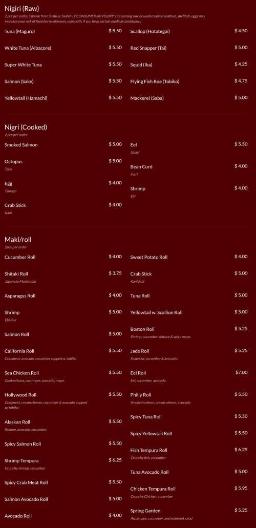 Fuji Japanese Cuisine menu in Poplar Bluff, Missouri, USA