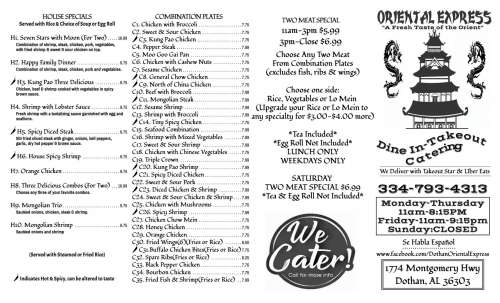 Oriental Express-Dothan, AL menu in Dothan, Alabama, USA