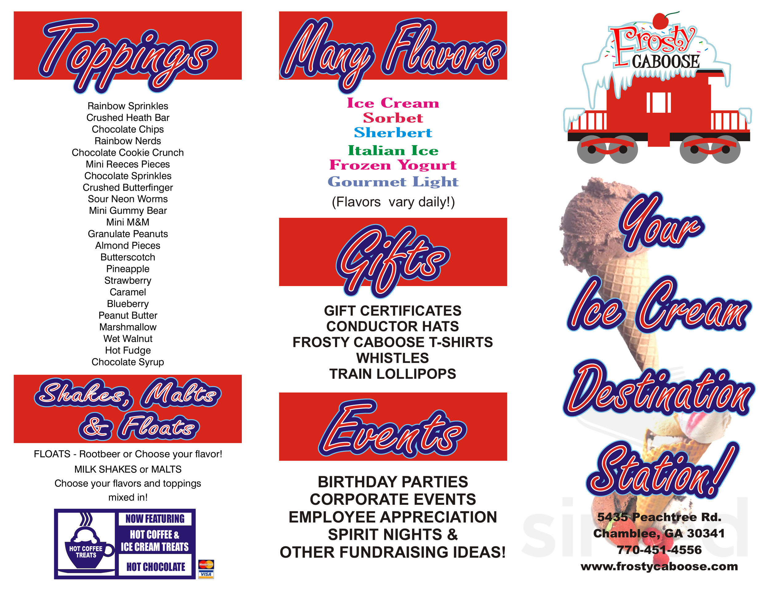 Frosty Caboose menu in Chamblee, Georgia, USA