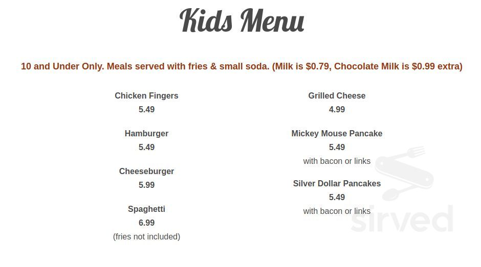 Old Route 66 Family Restaurant menu in Dwight, Illinois, USA
