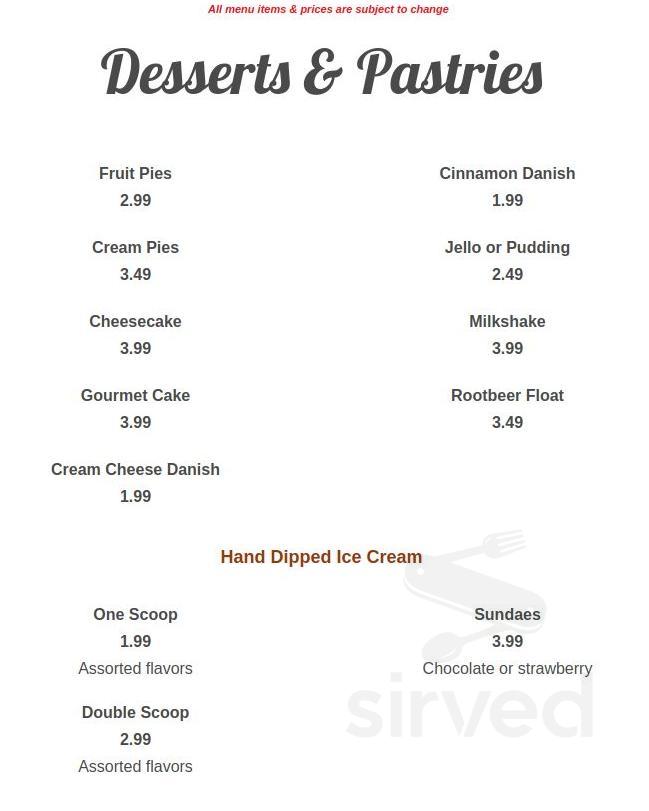 Menu for Old Route 66 Family Restaurant in Dwight, IL | Sirved