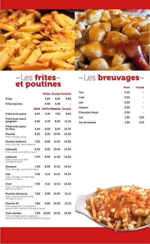 Restaurant Pizzeria 67 menu in Trois-Rivières, Quebec, Canada