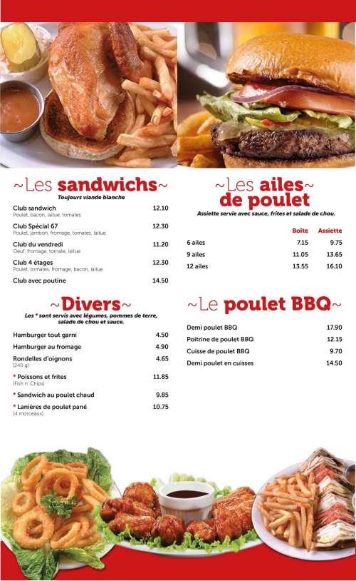 Restaurant Pizzeria 67 menu in Trois-Rivières, Quebec, Canada