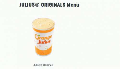 Orange Julius menu in Nottingham, Maryland, USA