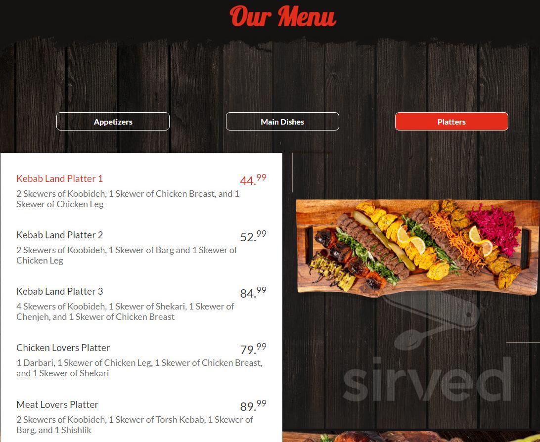 Roses Kebab Land Express (Take Out) menu in Richmond Hill, Ontario, Canada