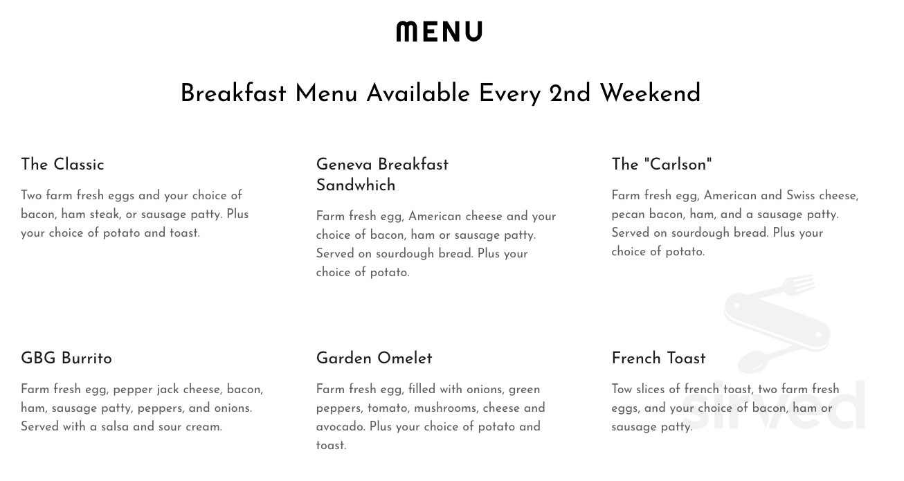 Geneva Bar & Grill menus in Geneva, Minnesota, United States