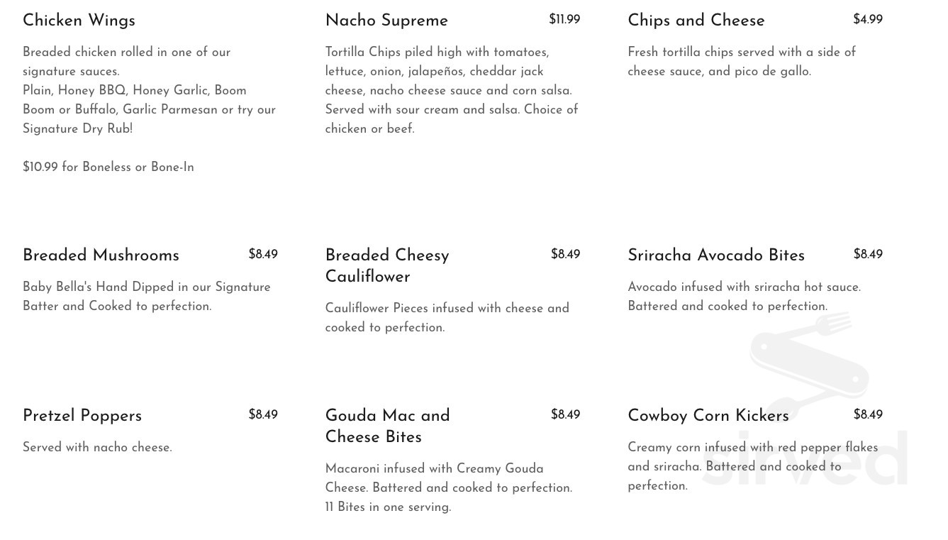 Menu - Geneva MN's Geneva Bar & Grill | Sirved