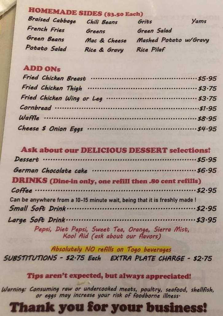 Menu for Chef Paul's Cafe in Fresno, CA | Sirved