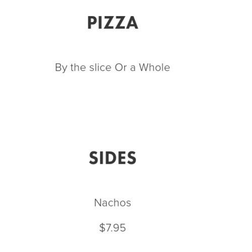 Pisa Pizza menu in Las Vegas, Nevada, USA