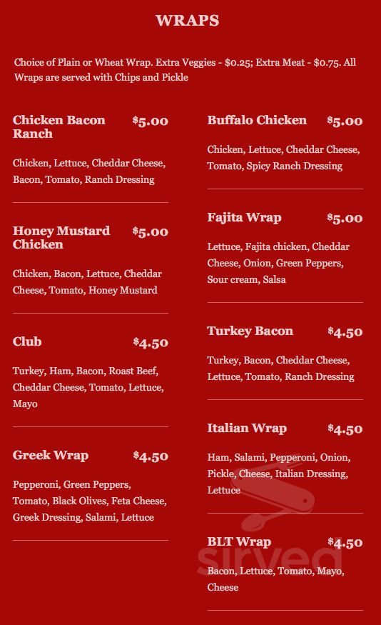 CJ's Pizza menu in Wapakoneta, Ohio, USA