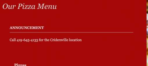 Menu for CJ's Pizza in Wapakoneta, OH | Sirved