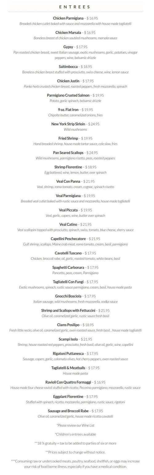 Brookside Inn Restaurant menu in Oxford, Connecticut, USA