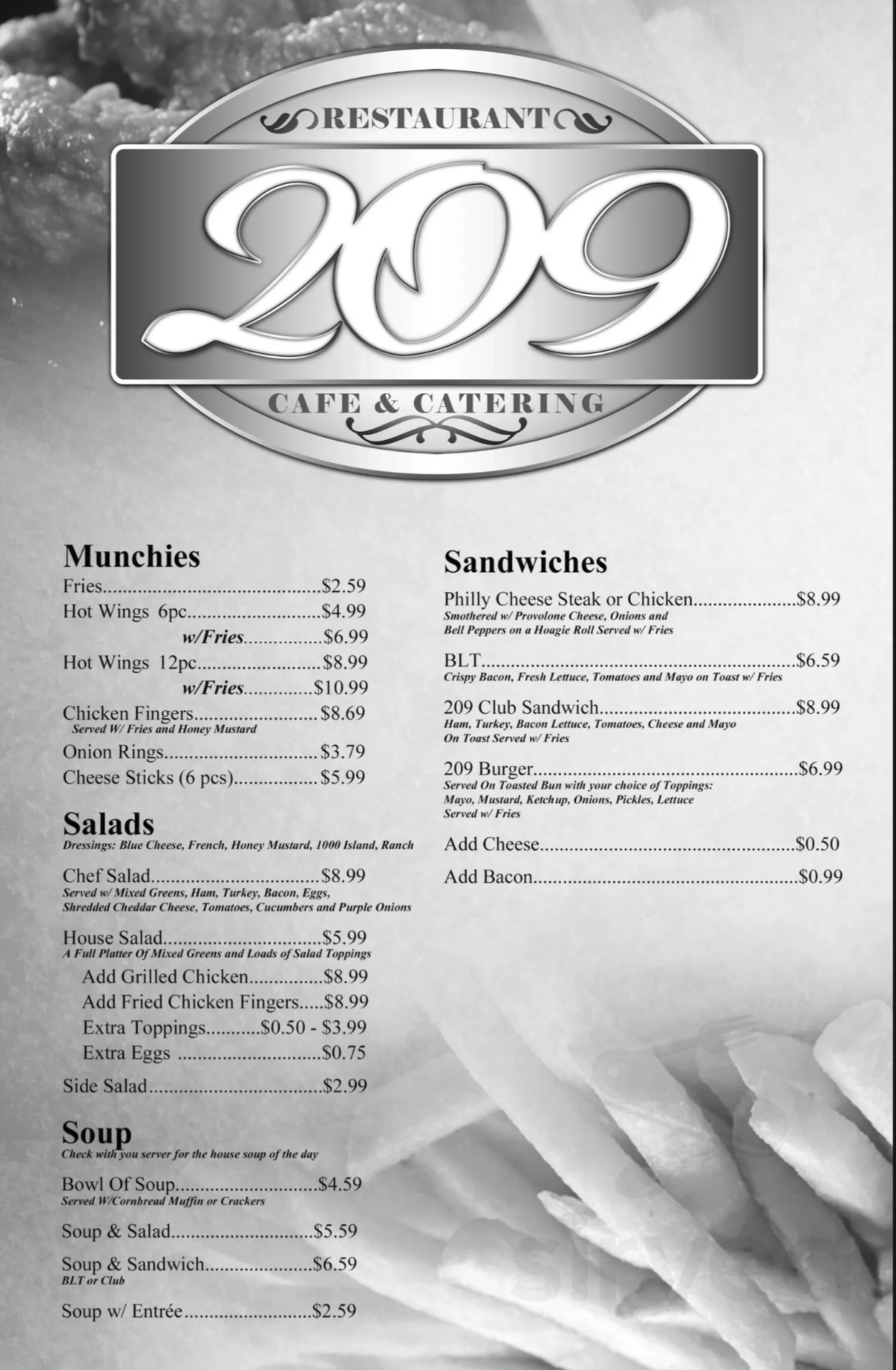 Cafe 209 menu in Augusta, Georgia, USA