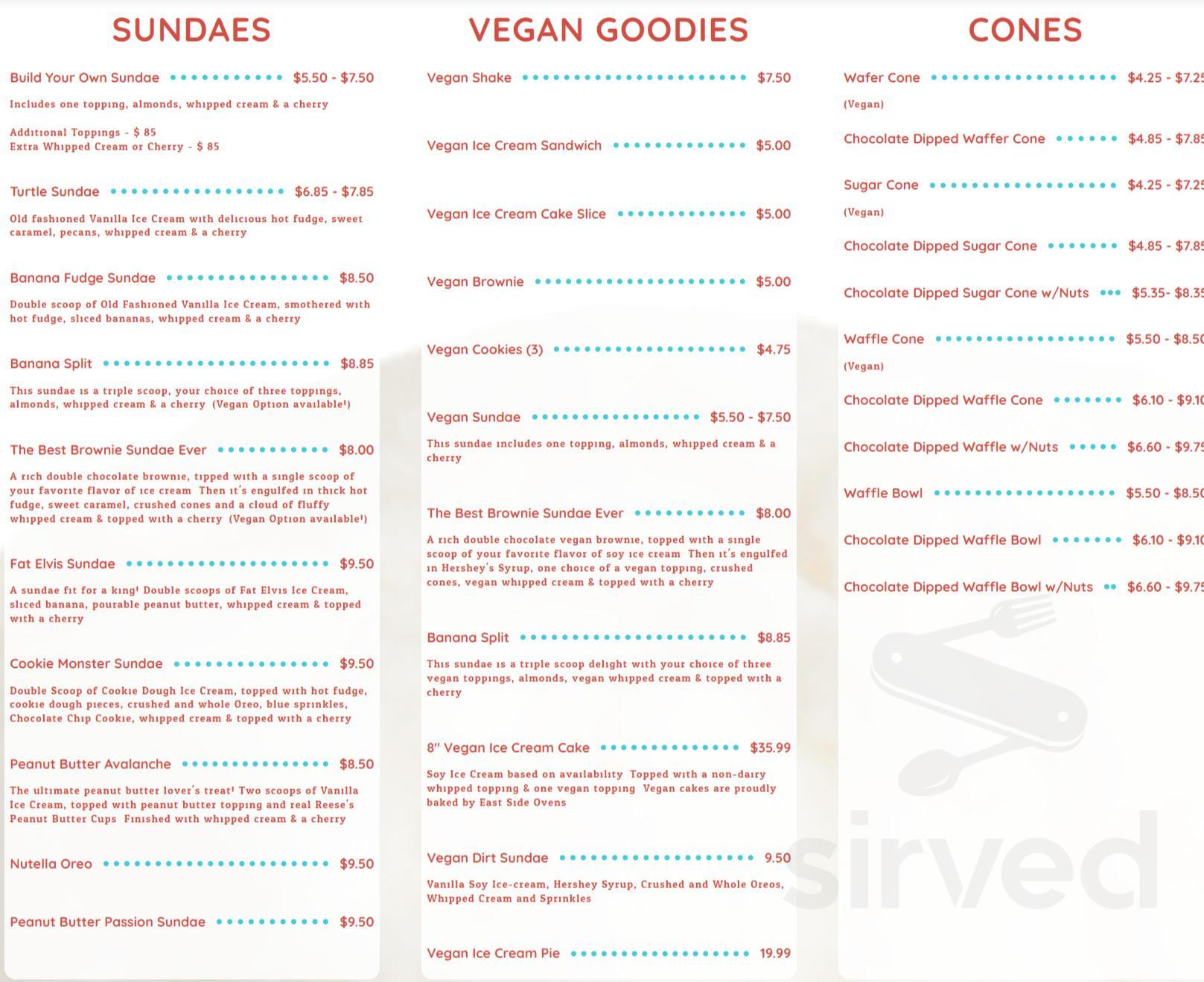 Babes Ice Cream And Dessert Menu In Milwaukee Wisconsin Usa