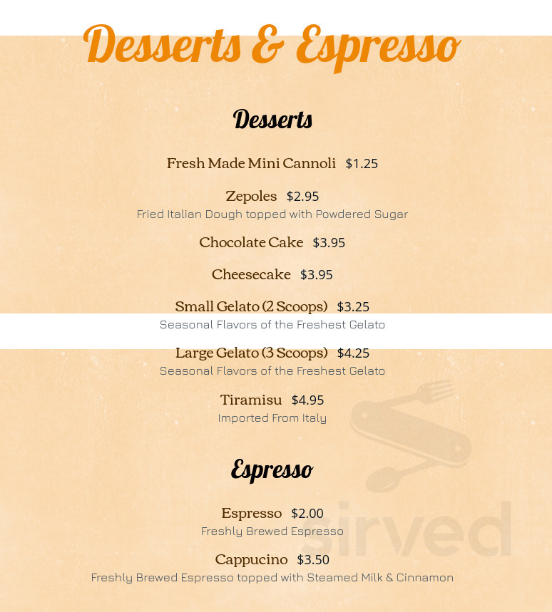 Menu for Dolce Pizza Ristorante in Philadelphia, PA | Sirved