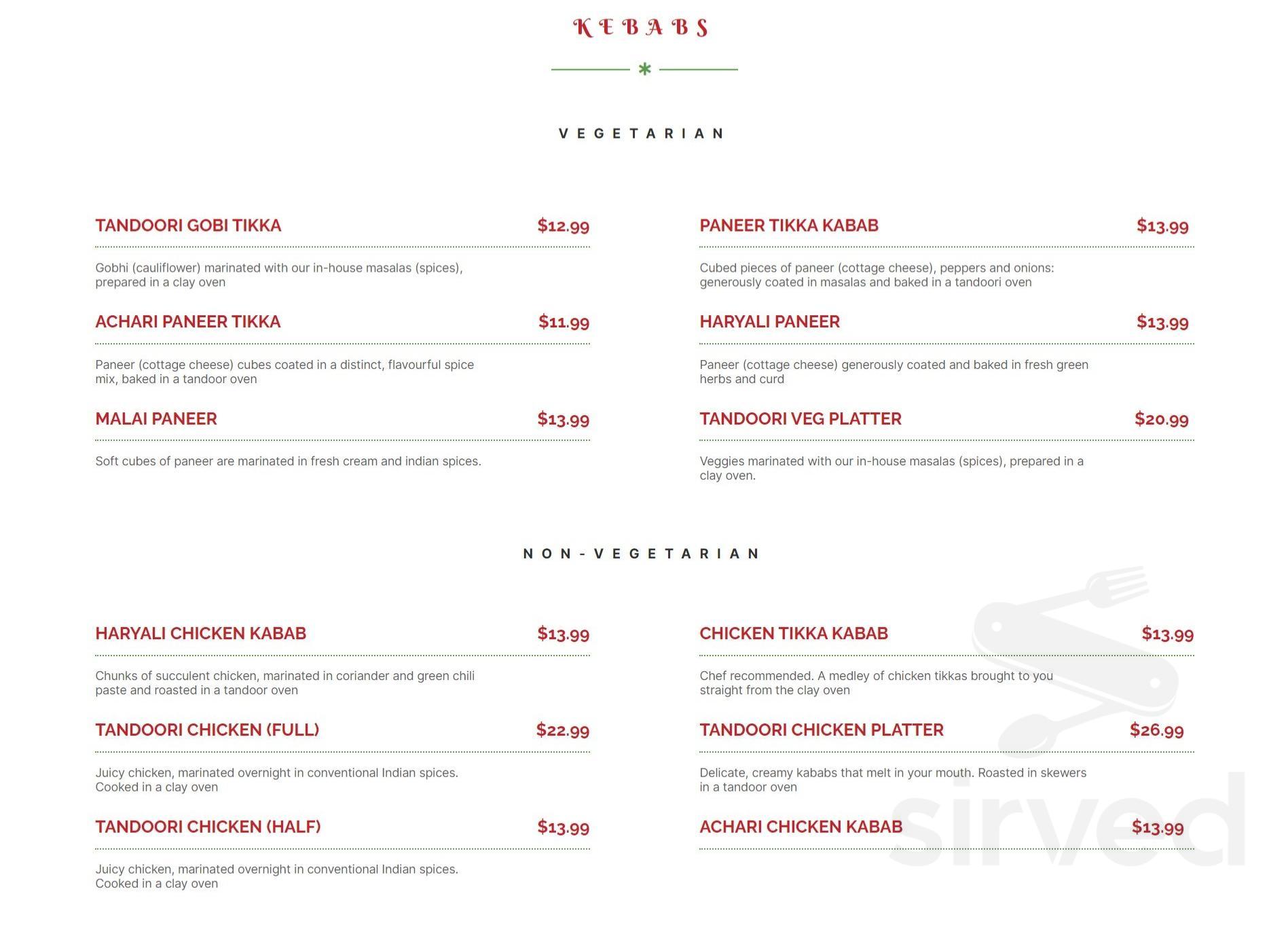 Chowrasta Indian Cuisine - Oshawa menus in Oshawa, Ontario, Canada