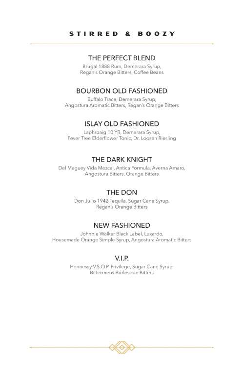 Allē Lounge on 66 menu in Las Vegas, Nevada, USA