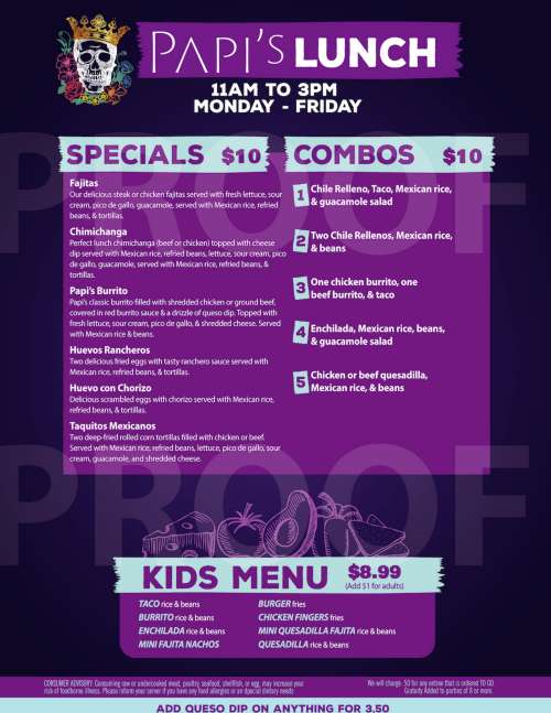 Papi's Cocina & Cantina menu in Republic, Missouri, USA