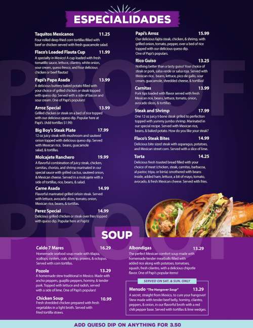 Papi's Cocina & Cantina menu in Republic, Missouri, USA