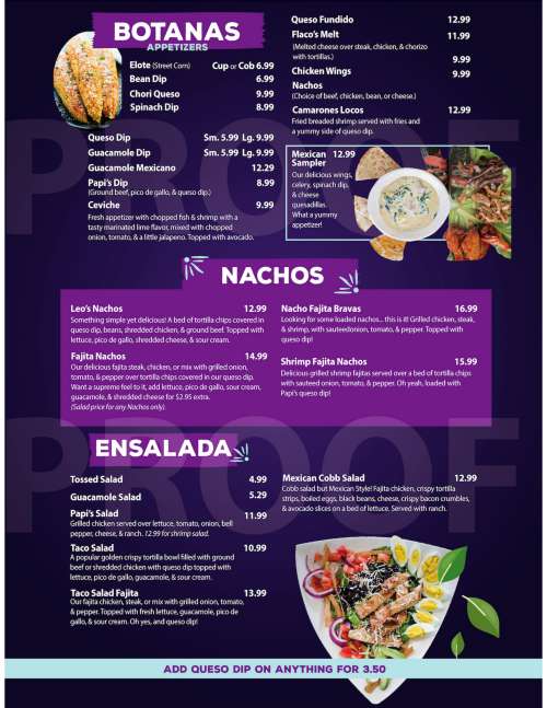 Papi's Cocina & Cantina menu in Republic, Missouri, USA