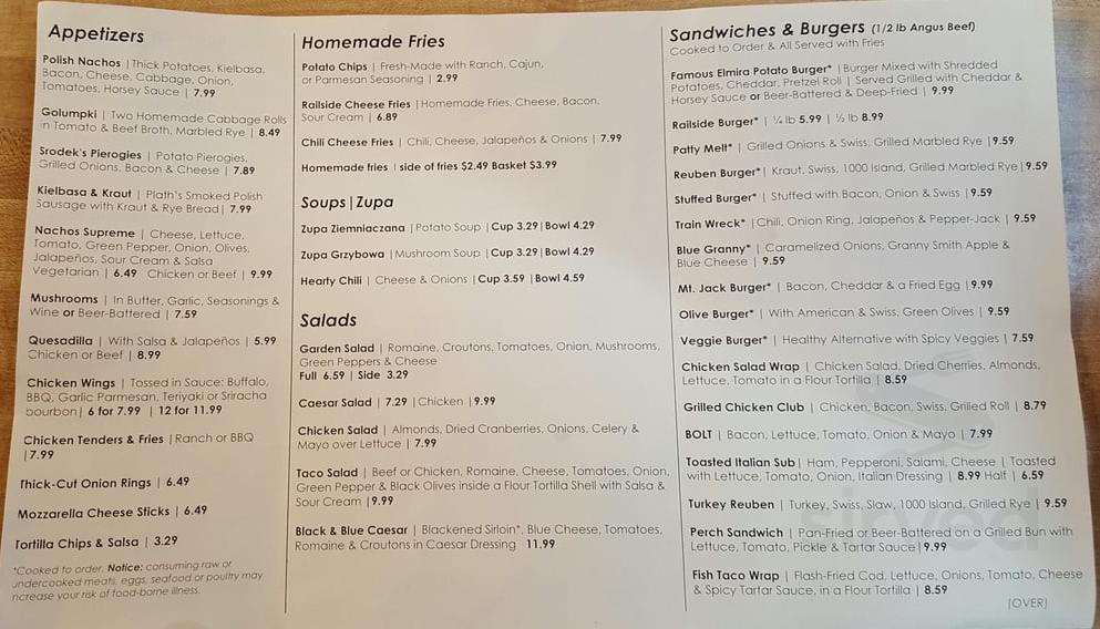 Railside Bar & Grill menu in Elmira, Michigan, USA