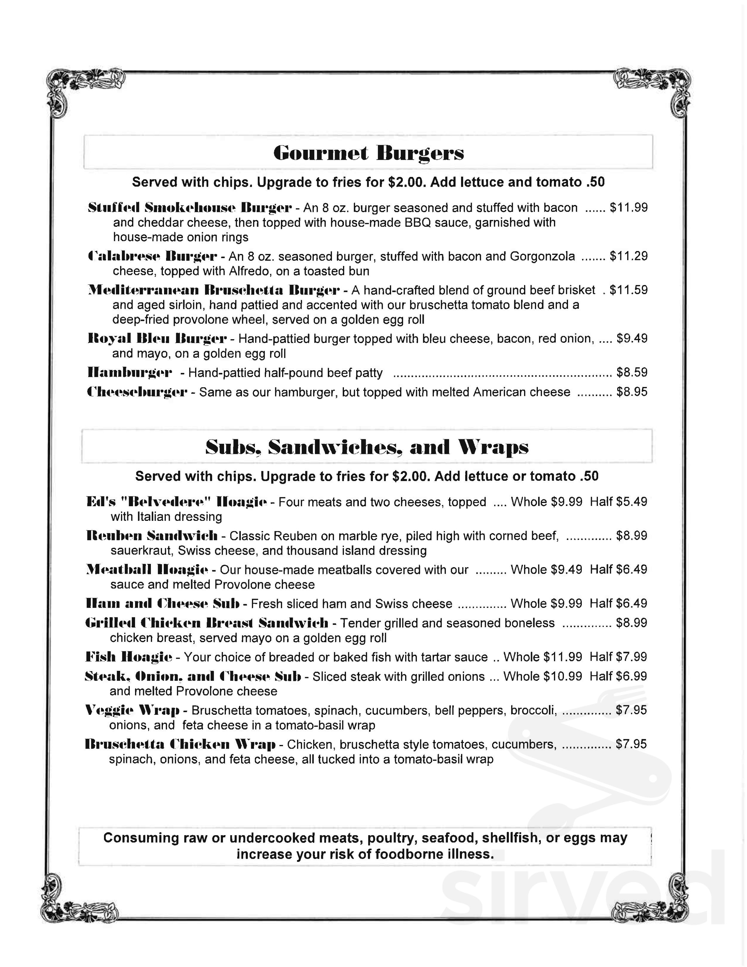 The Royal Inn menu in Ridgway, Pennsylvania, USA