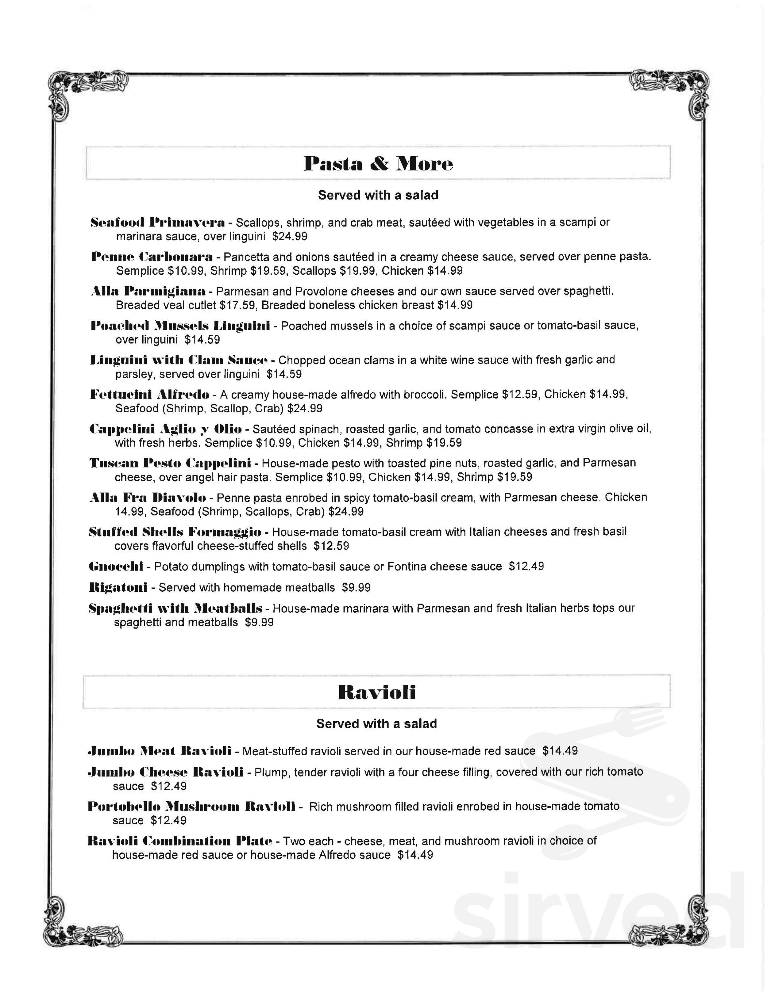 The Royal Inn menu in Ridgway, Pennsylvania, USA